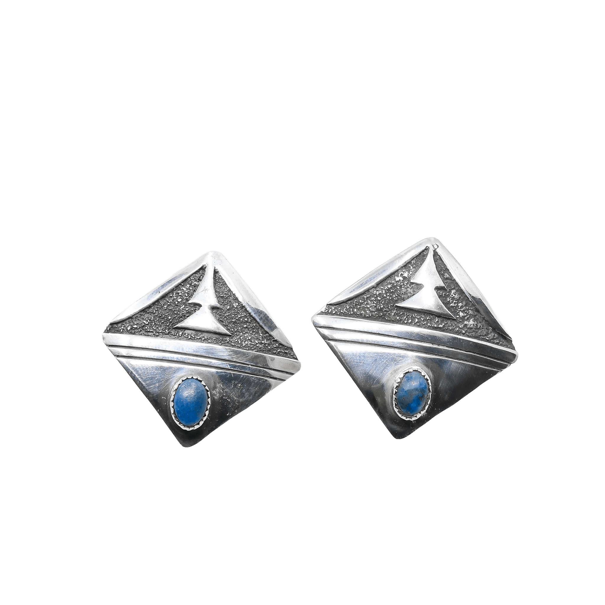 Vintage Navajo Juan Singer Modernist Earrings – Turquoise & Tufa