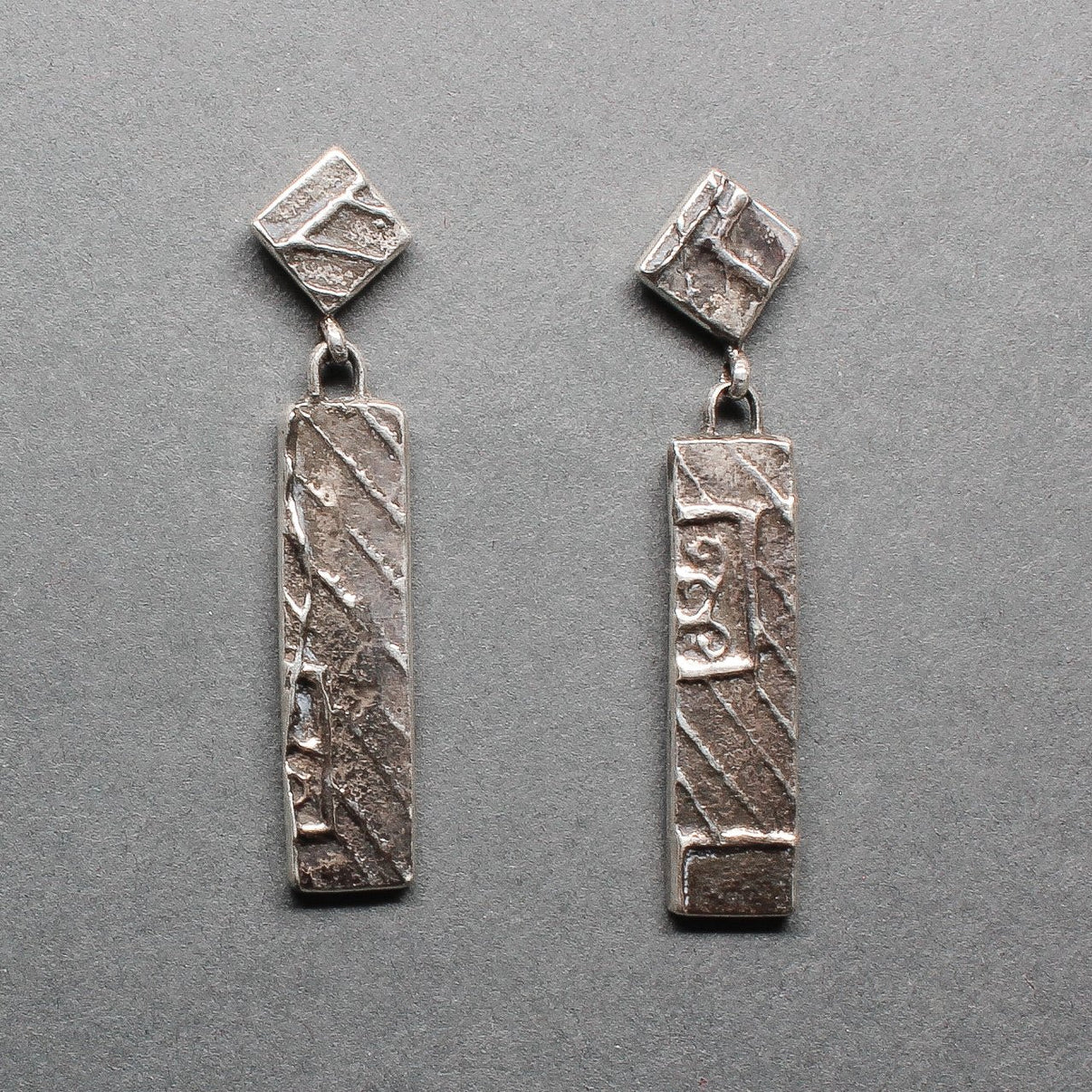 Cheyenne Custer Silver Tufa Cast Dangle Earrings – Turquoise & Tufa