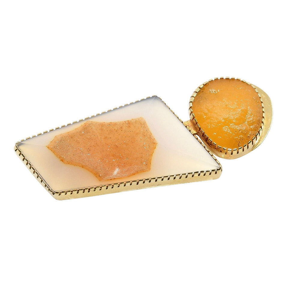 Gail Bird and Yazzie Johnson Pin of Druzy Quartz – Turquoise & Tufa