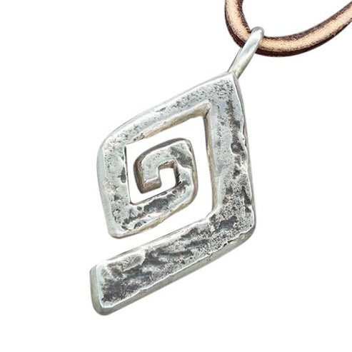 Ira Custer Pendant of Tufa Cast Silver Spiral – Turquoise & Tufa