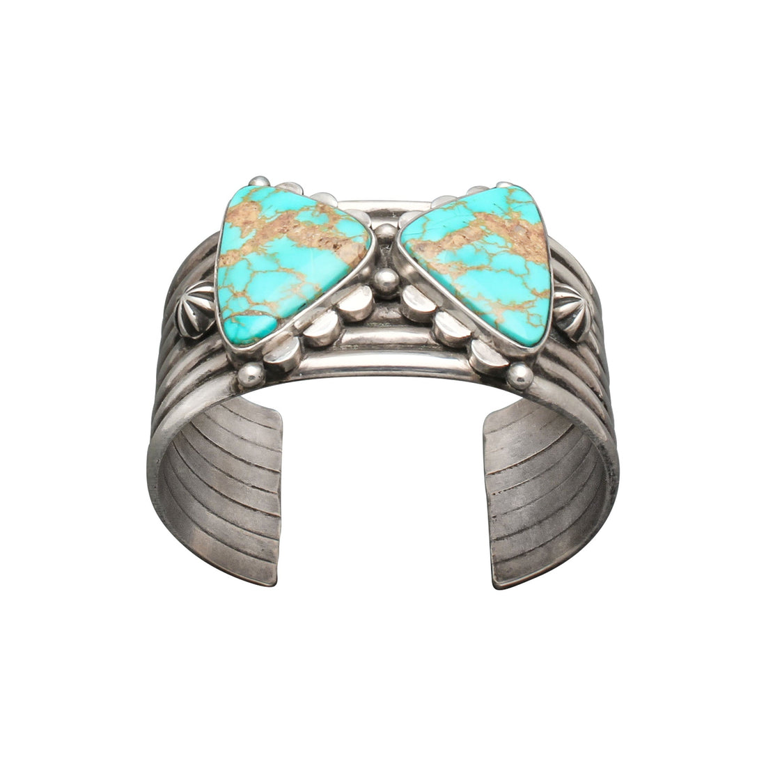 Mike Bird Romero Wide Silver Cuff of Natural Turquoise Butterfly ...