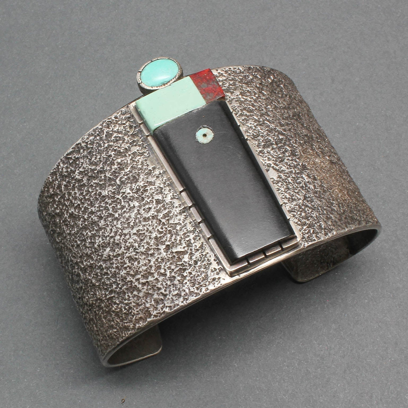 Raymond Sequaptewa Wide Silver Bracelet Entitled Man On The Moon ...