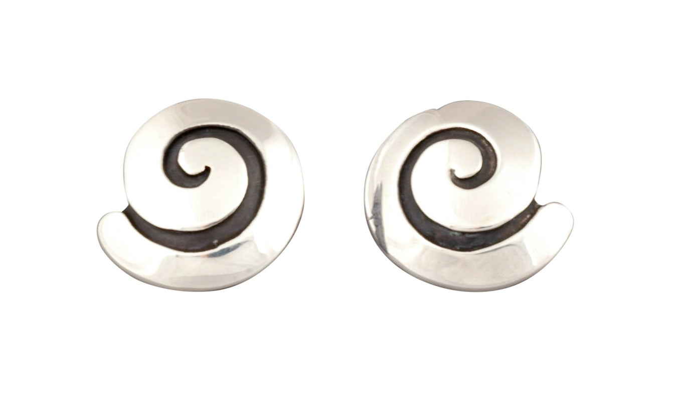 Silver Swirl Earrings by Debbie Silversmith – Turquoise & Tufa