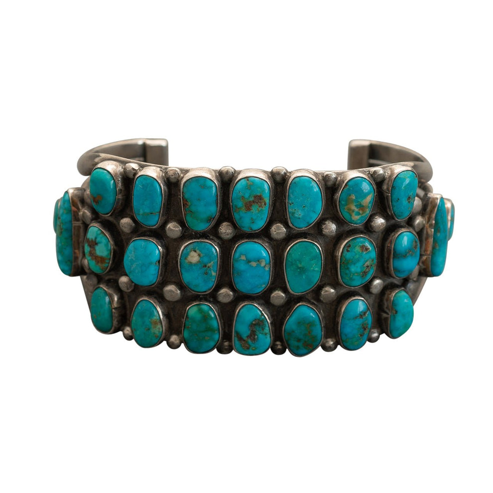 Vintage 25 Stone Turquoise Bracelet By Verdy Jake – Turquoise & Tufa