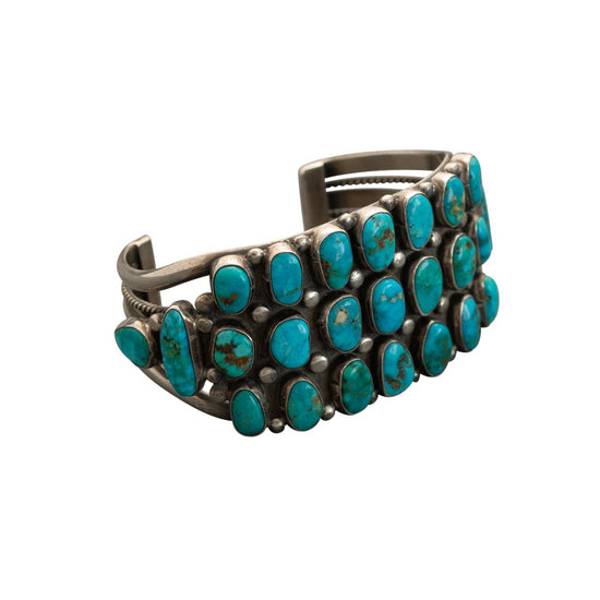 Vintage 25 Stone Turquoise Bracelet By Verdy Jake – Turquoise & Tufa