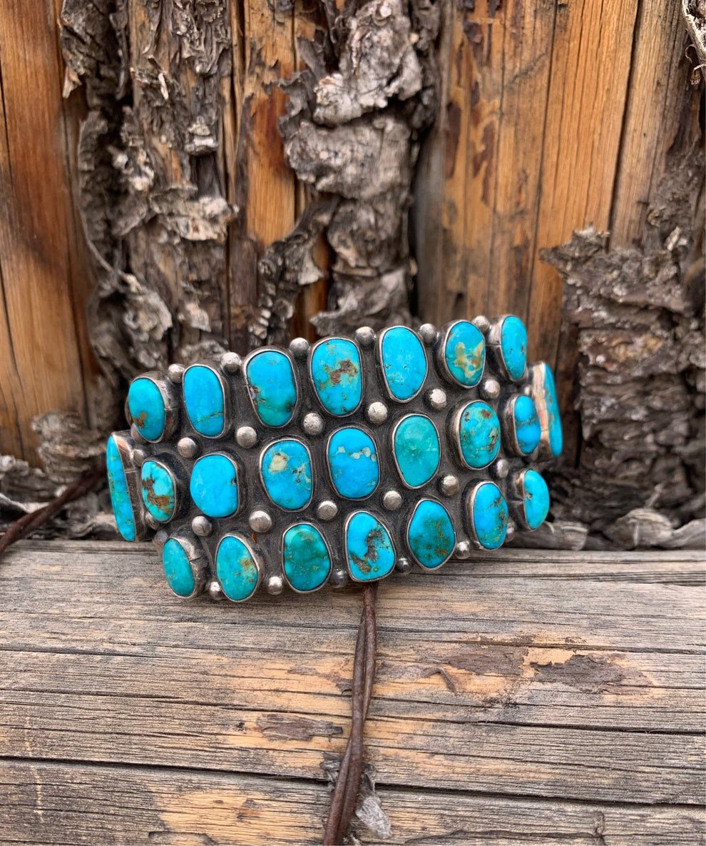 Vintage 25 Stone Turquoise Bracelet By Verdy Jake – Turquoise & Tufa