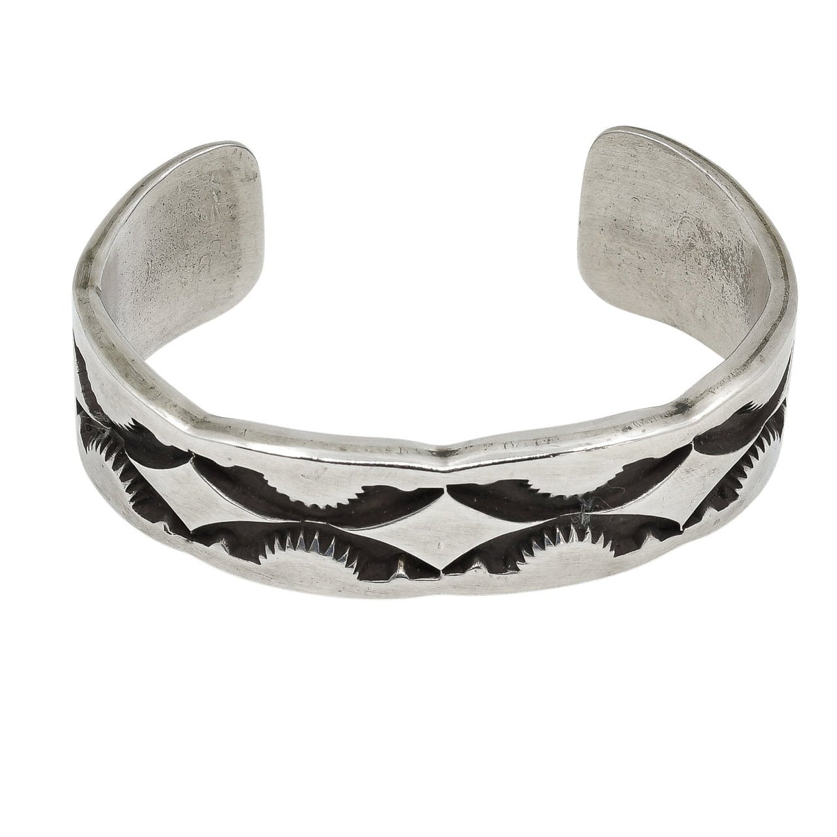 Vintage Heavy Gauge Navajo Silver Cuff By Emerson Bill – Turquoise & Tufa