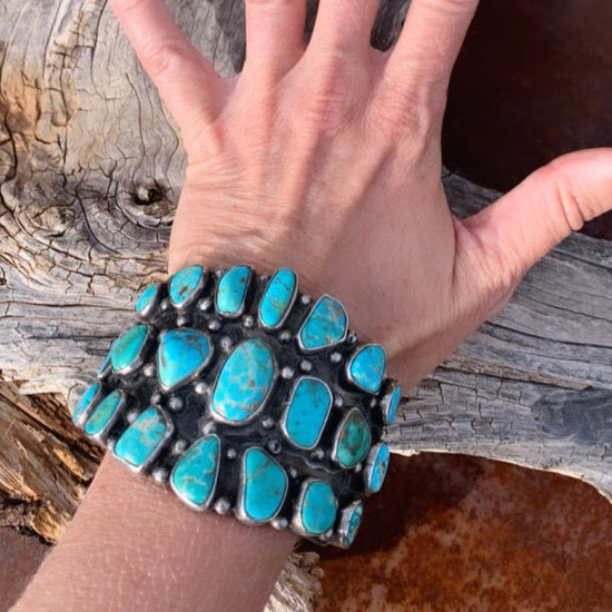 Vintage Mark Chee Bracelet of Natural Turquoise – Turquoise & Tufa