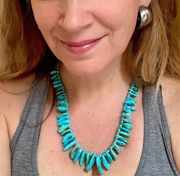 Vintage Turquoise Tab Necklace – Turquoise & Tufa