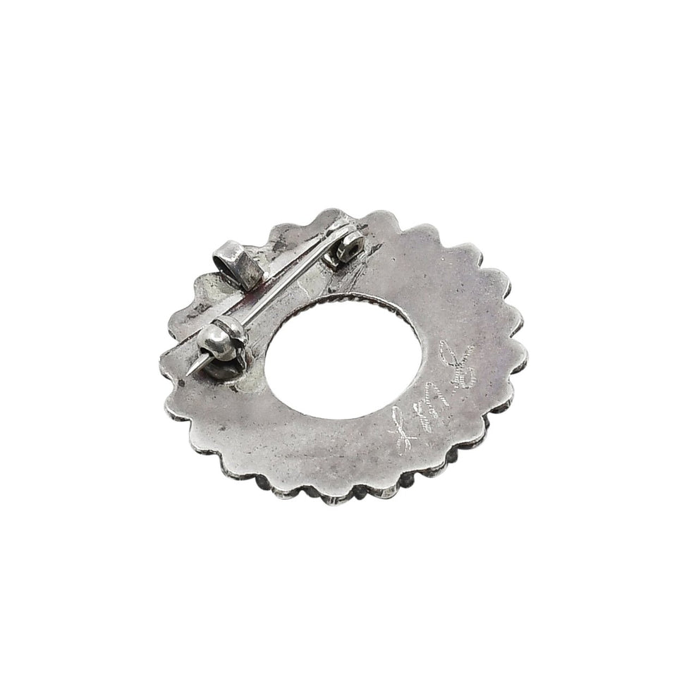 Vintage Zuni Needlepoint Turquoise Inlay Pin Pendant – Turquoise & Tufa