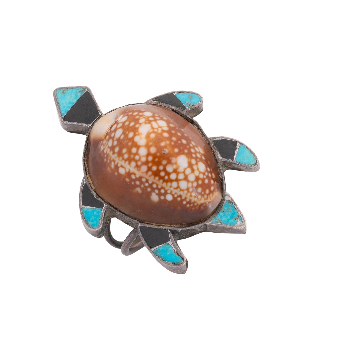 Vintage Zuni Sea Turtle Ring With Inlay Turquoise, Jet and Shell ...