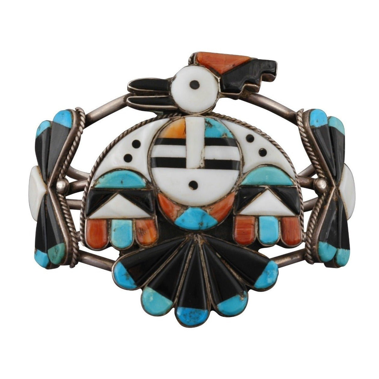 Vintage Zuni Thunderbird Inlay Cuff – Turquoise & Tufa
